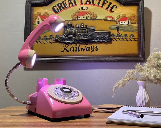 Vintage Black Rotary Phone Lamp Gooseneck Desk Lamp, Home Office Decor ...
