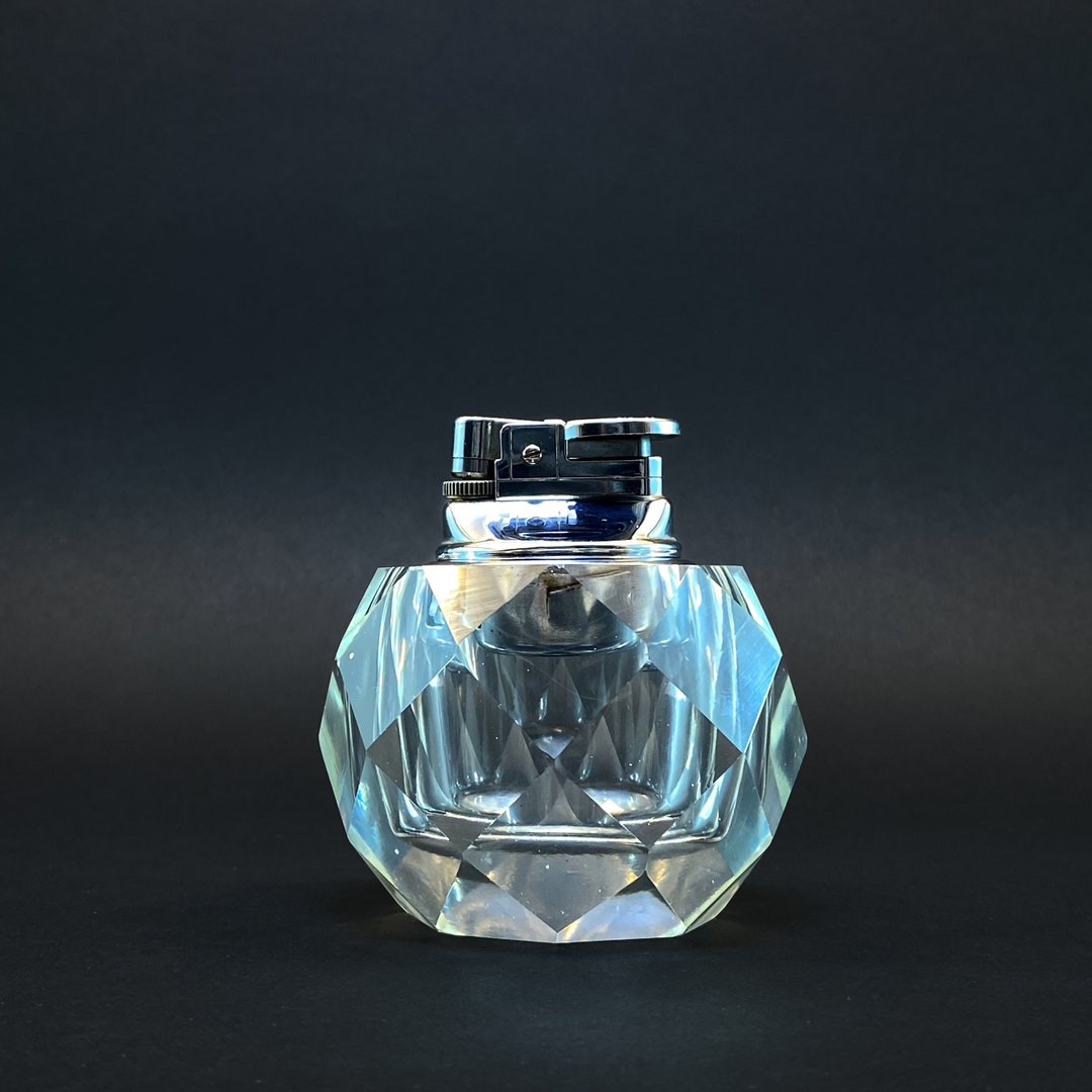 Antique Crystal Table Lighter, Hand Cut Lead Crystal Table Top ...