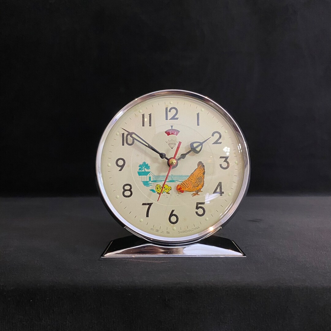 Antique Animated Chicken Clock, Vintage Chicken Table Clock, Mechanical ...