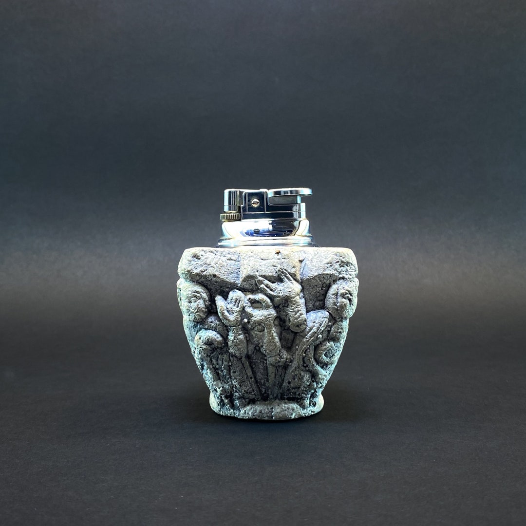 Antique Carved Stone Table Lighter, Mid Century Table Lighter, Vintage ...