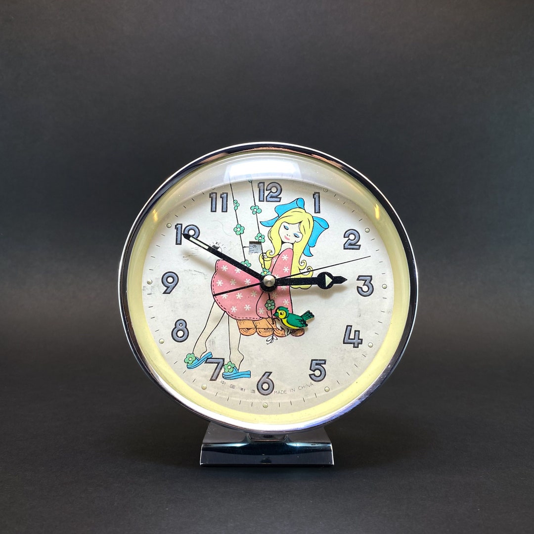 Antique Animated Table Clock, Vintage Mechanical Table Clock, Mid ...