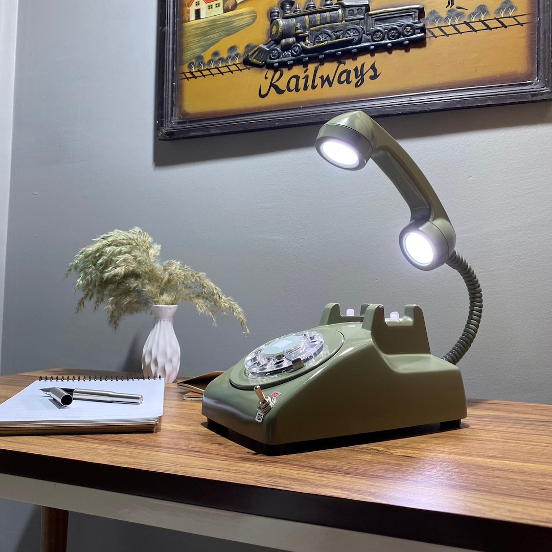 Vintage Phone Lamp, Retro, Home Decor, Desk Lamp, Office Furniture ...