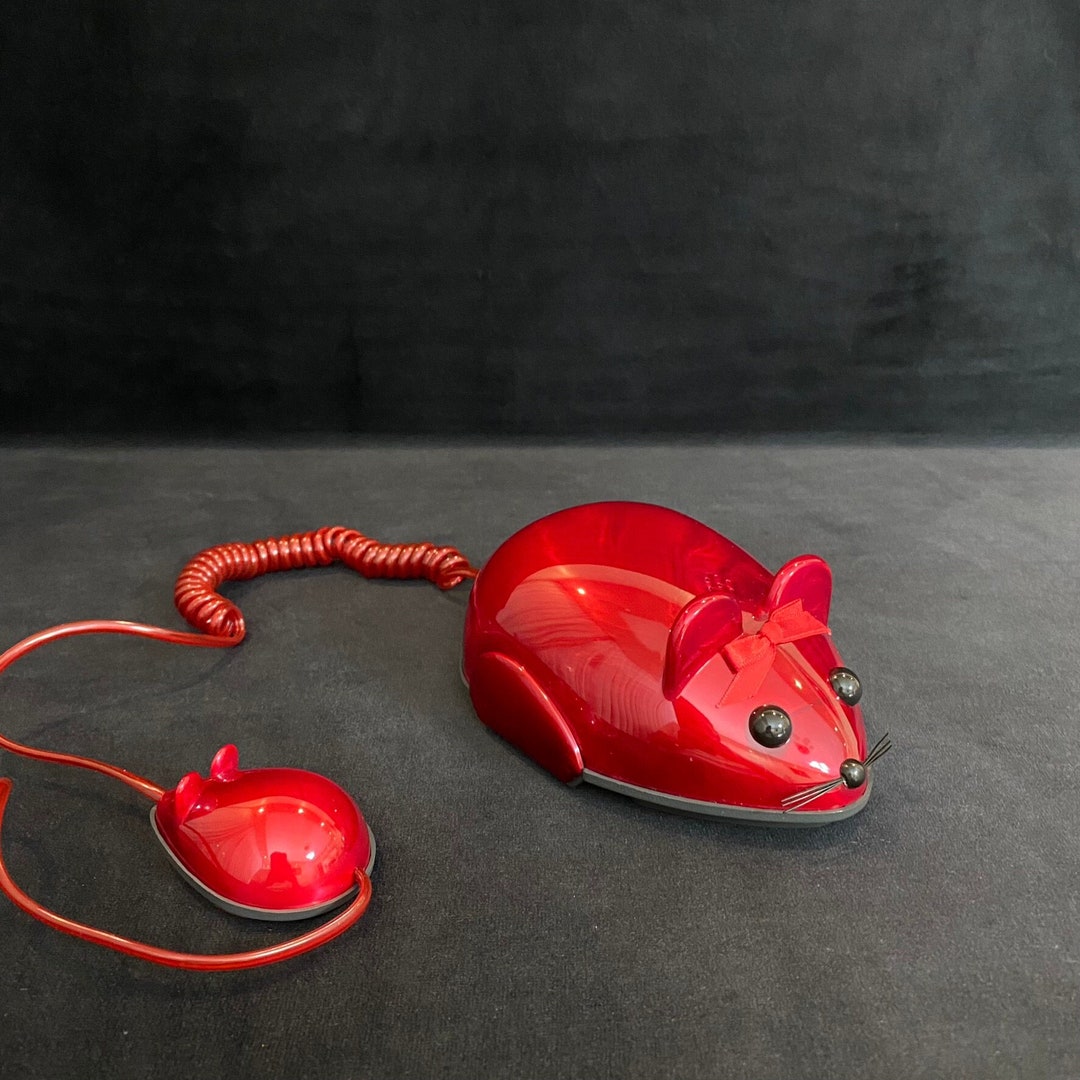 Vintage Mouse Telephone Vintage Mouse Phone 1990s Red Home - Etsy