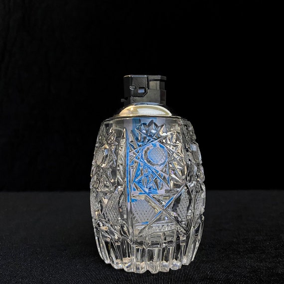 Vintage Crystal Table Lighter Carving Working Handmade - Etsy