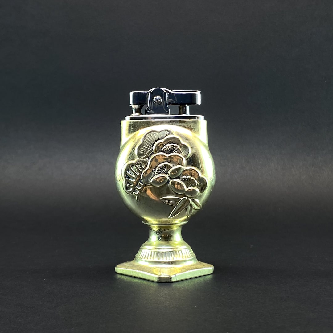 Antique Brass Table Lighter, Vintage Petrol Lighter, 1970s Table Top ...