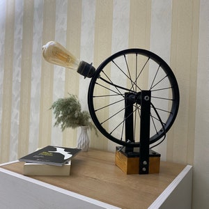 Bicycle Wheel Lamp Industrial Bike Table Lamp Steampunk - Etsy