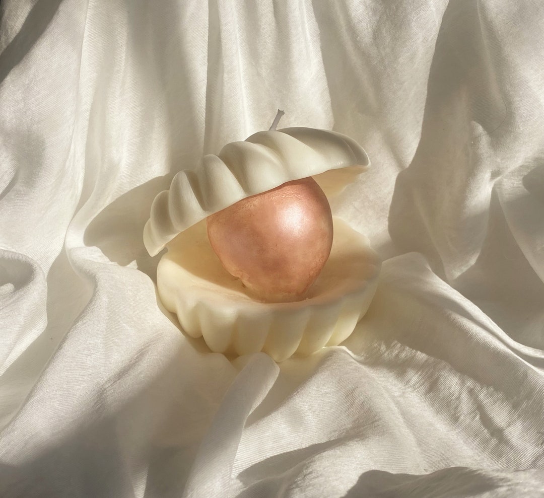 Clam With Pearl Shaped Candle, Seashell Shaped Vegan Soy Wax Pure ...