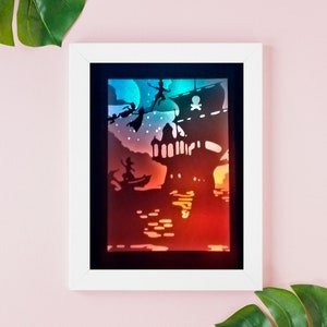 Peter Pan - Captain Hook Inspired Paper Cut Shadow Box , Light Digital ...