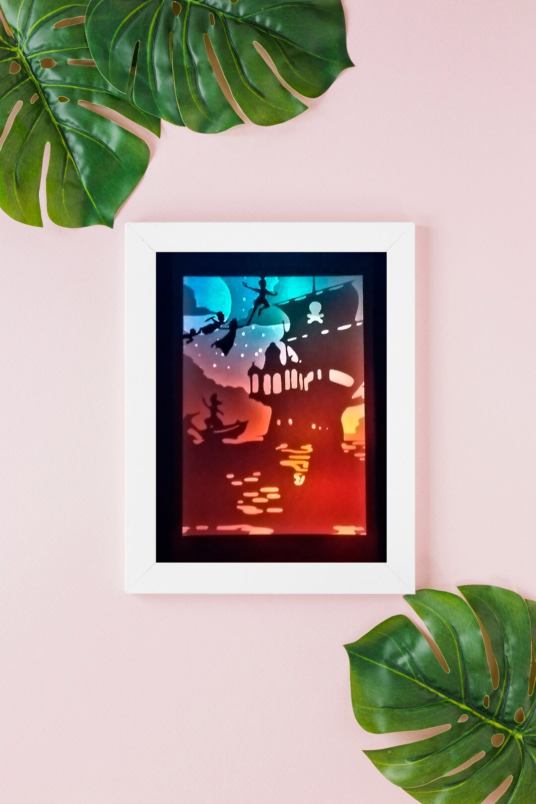 Peter Pan - Captain Hook Inspired Paper Cut Shadow Box , Light Digital ...