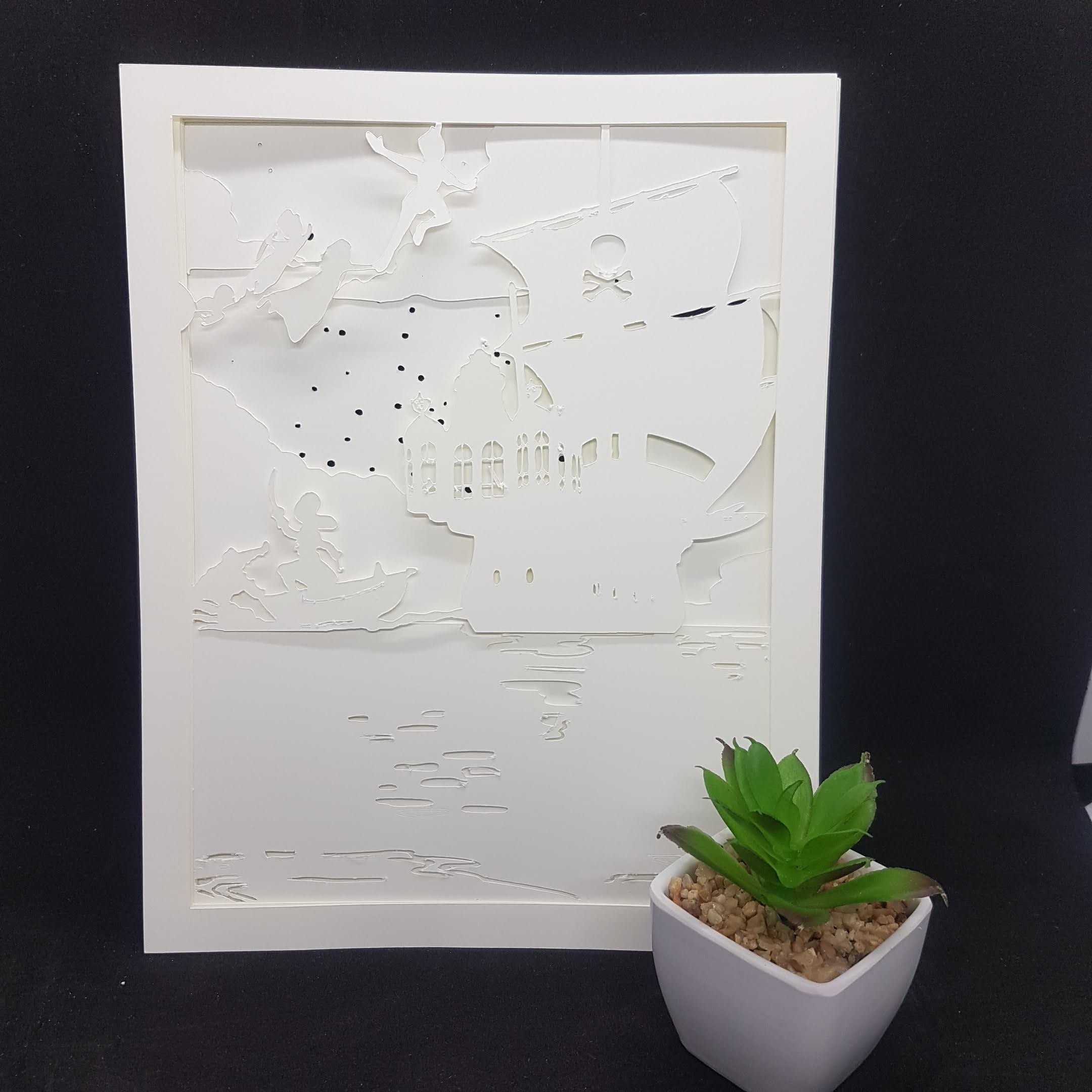 Peter Pan - Captain Hook Inspired Paper Cut Shadow Box , Light Digital ...