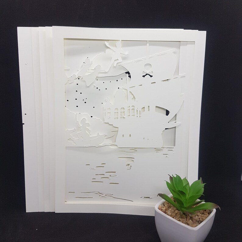 Peter Pan - Captain Hook Inspired Paper Cut Shadow Box , Light Digital ...