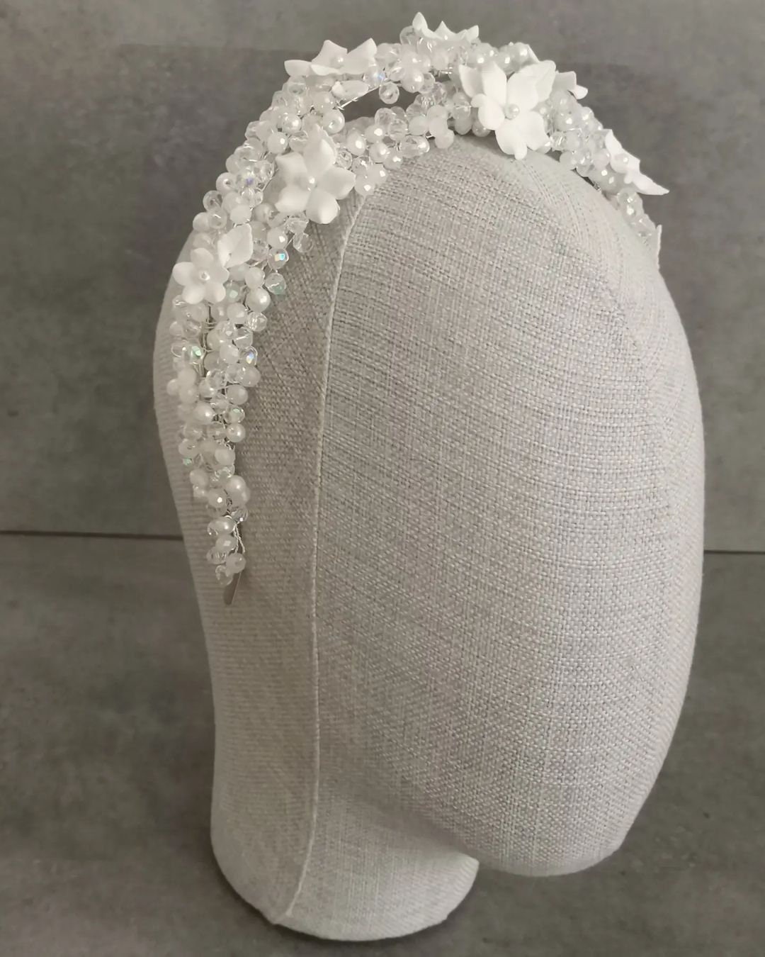 Crystal and Porcelain Flowers Headpiece,silver Bridal Headpiece,rich ...