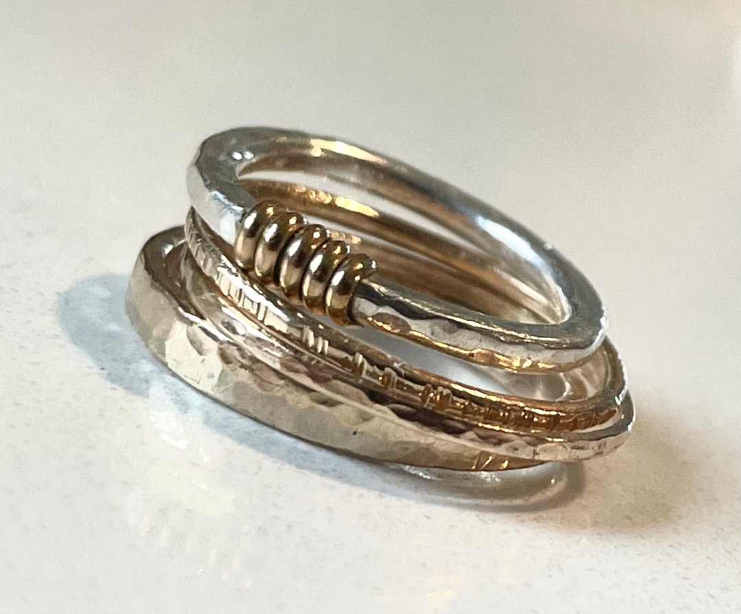 Mixed Metal Ring Stack, Tarnish Free Ring, Maid of Honor Gift, Gold ...