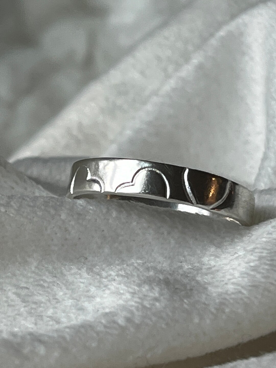 Stackable Thumb Band, Hammered Design, Heart Design, Promise Ring ...