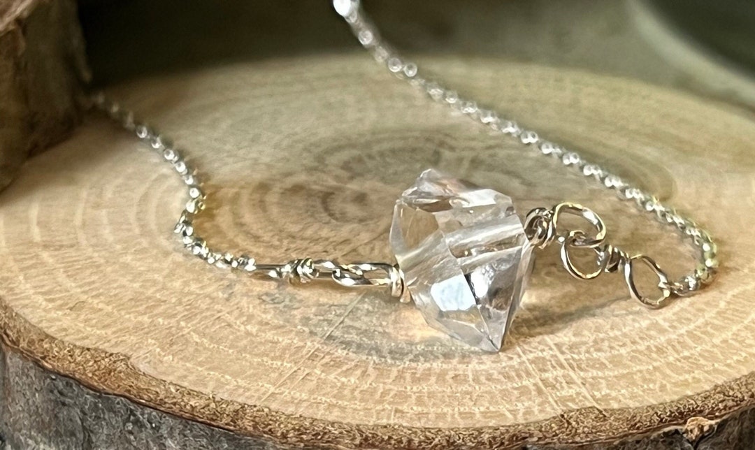 Herkimer Diamant Choker, Seil Kette, Zierliche Halskette, Solitär ...