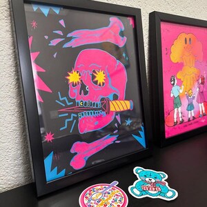 Neon Bones 8 X 10 Art Print | Graphic Pink Illustration | Punk Feminist ...