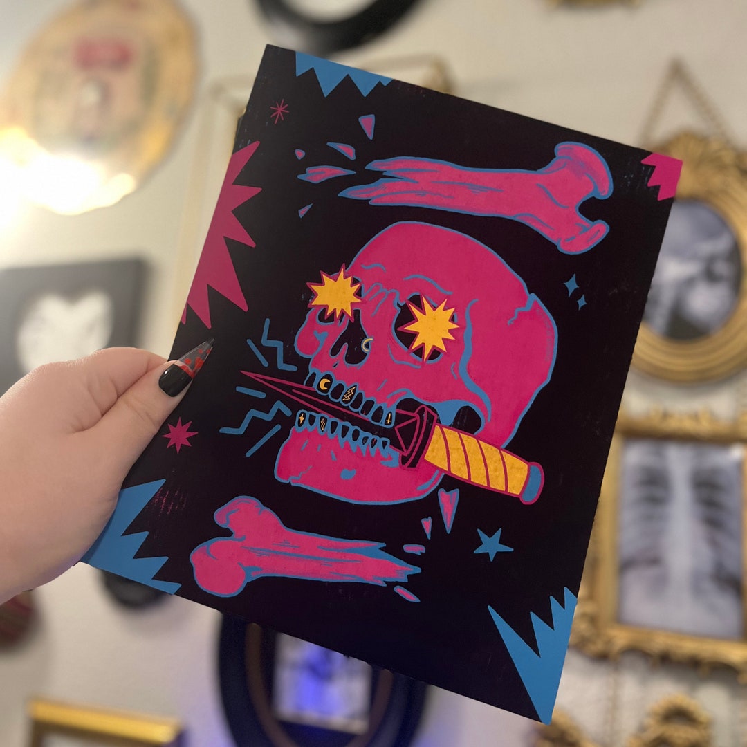 Neon Bones 8 X 10 Art Print | Graphic Pink Illustration | Punk Feminist ...