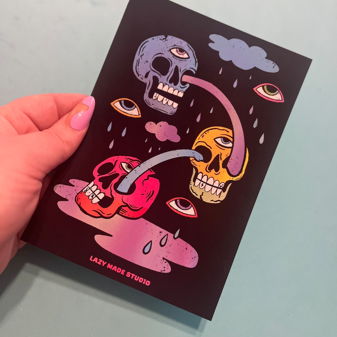 Forever Sad Art Print | Multiple Sizes | Rainbow Skelton Illustration ...