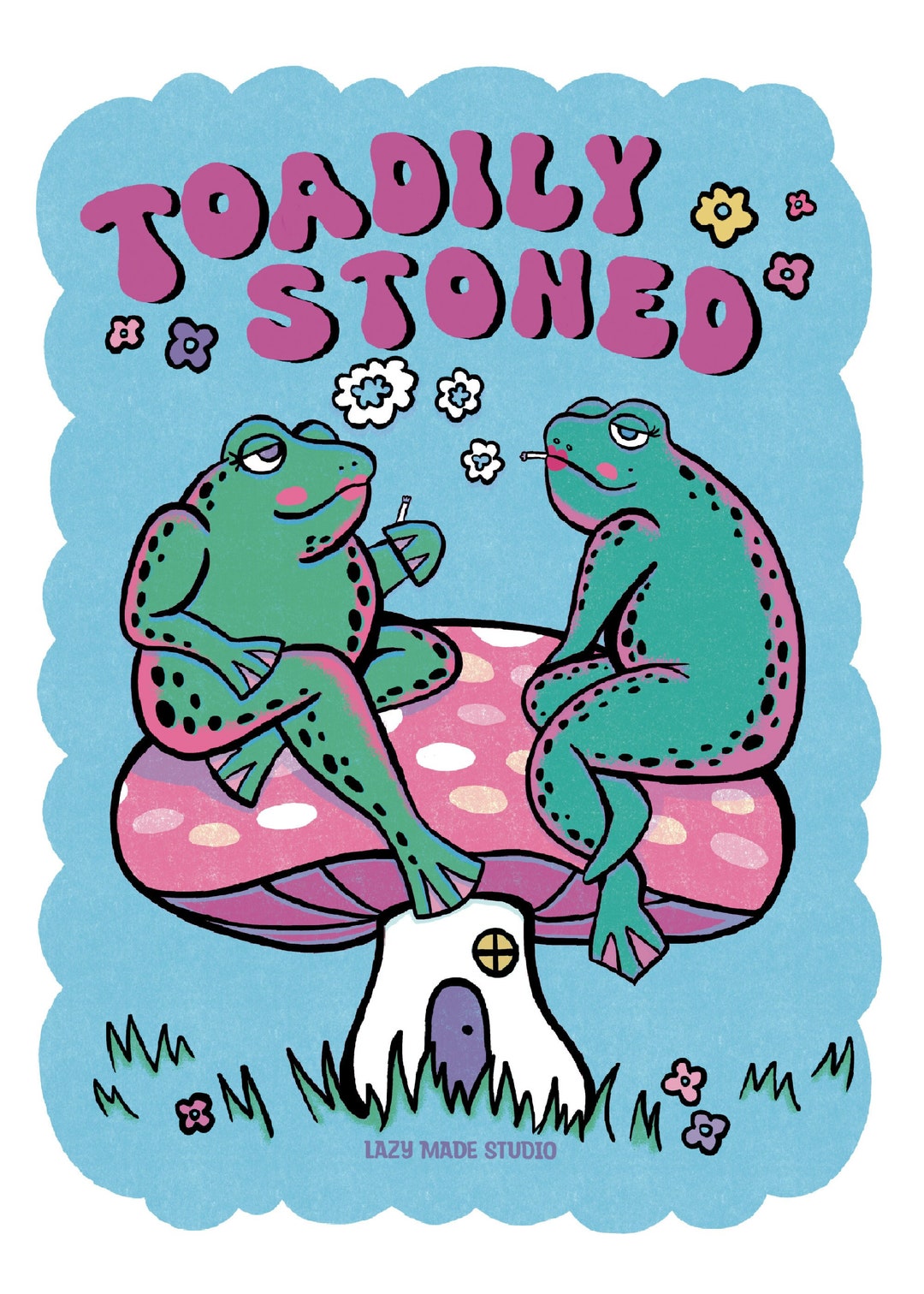Toadily Stoned 5 X 7 Art Print Mint Pink Illustration Frog Feminist ...