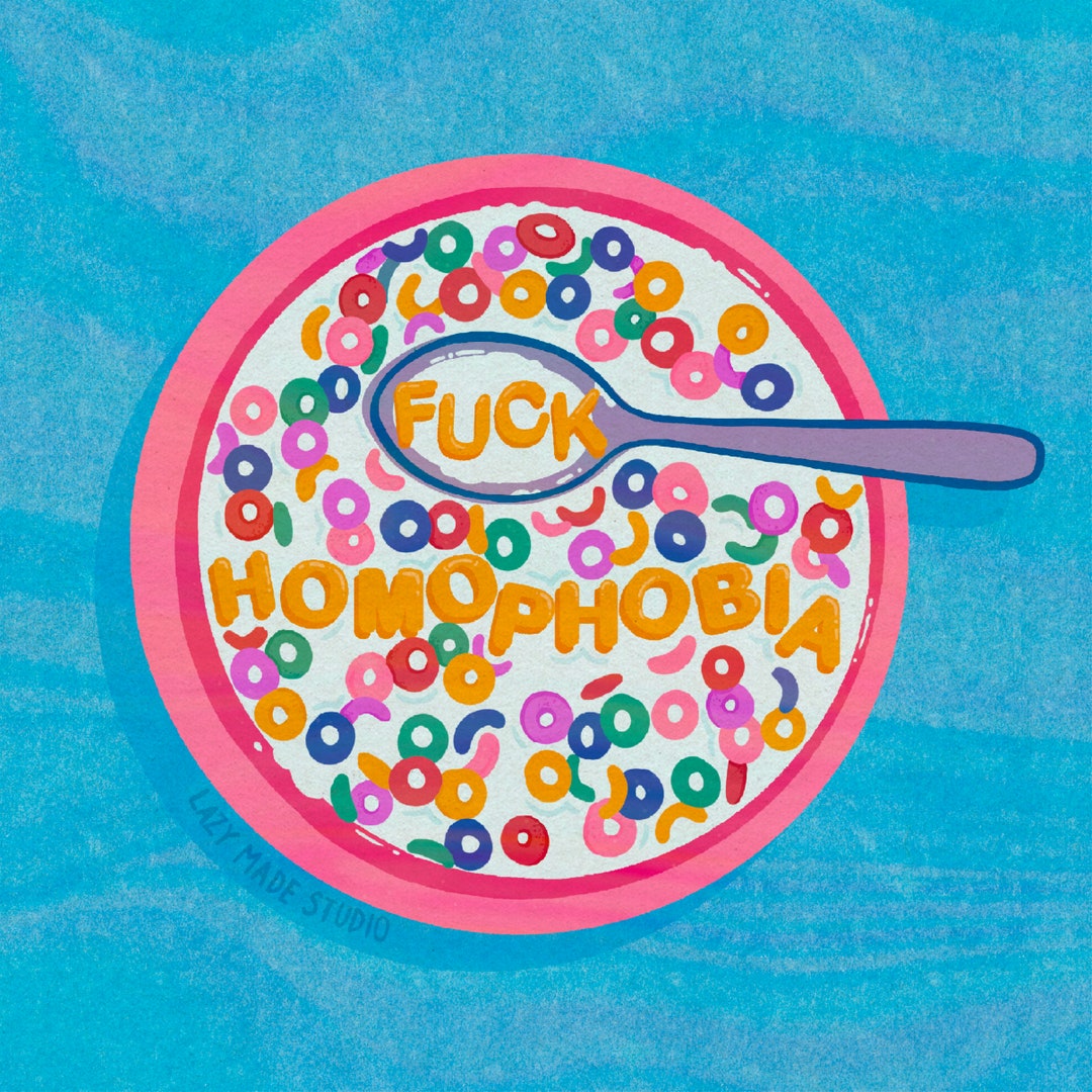 F Homophobia 8 X 8 Mini Art Print | Queer Lesbian Illustration ...