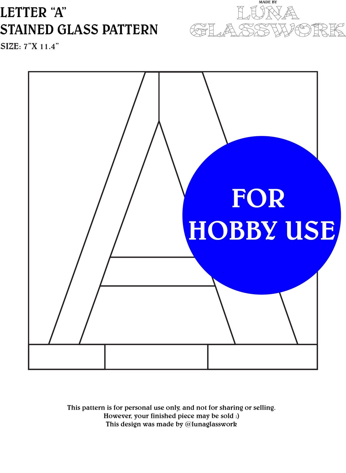 Digital Stained Glass Pattern - Letter "a" - Easy/beginner Digital ...