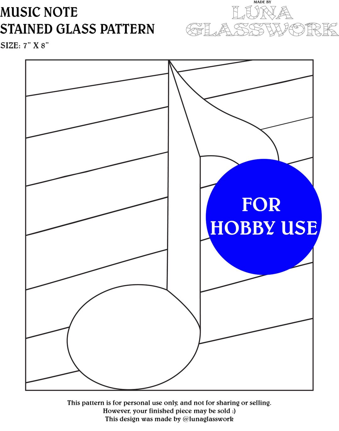 Digital Stained Glass Pattern - Music Note - Easy/beginner Digital ...