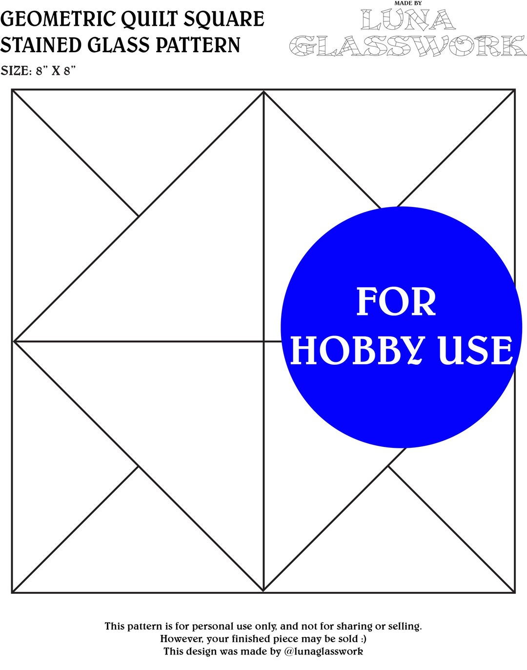 Digital Stained Glass Pattern - QUILT SQUARE (12 Pieces!) - Digital ...