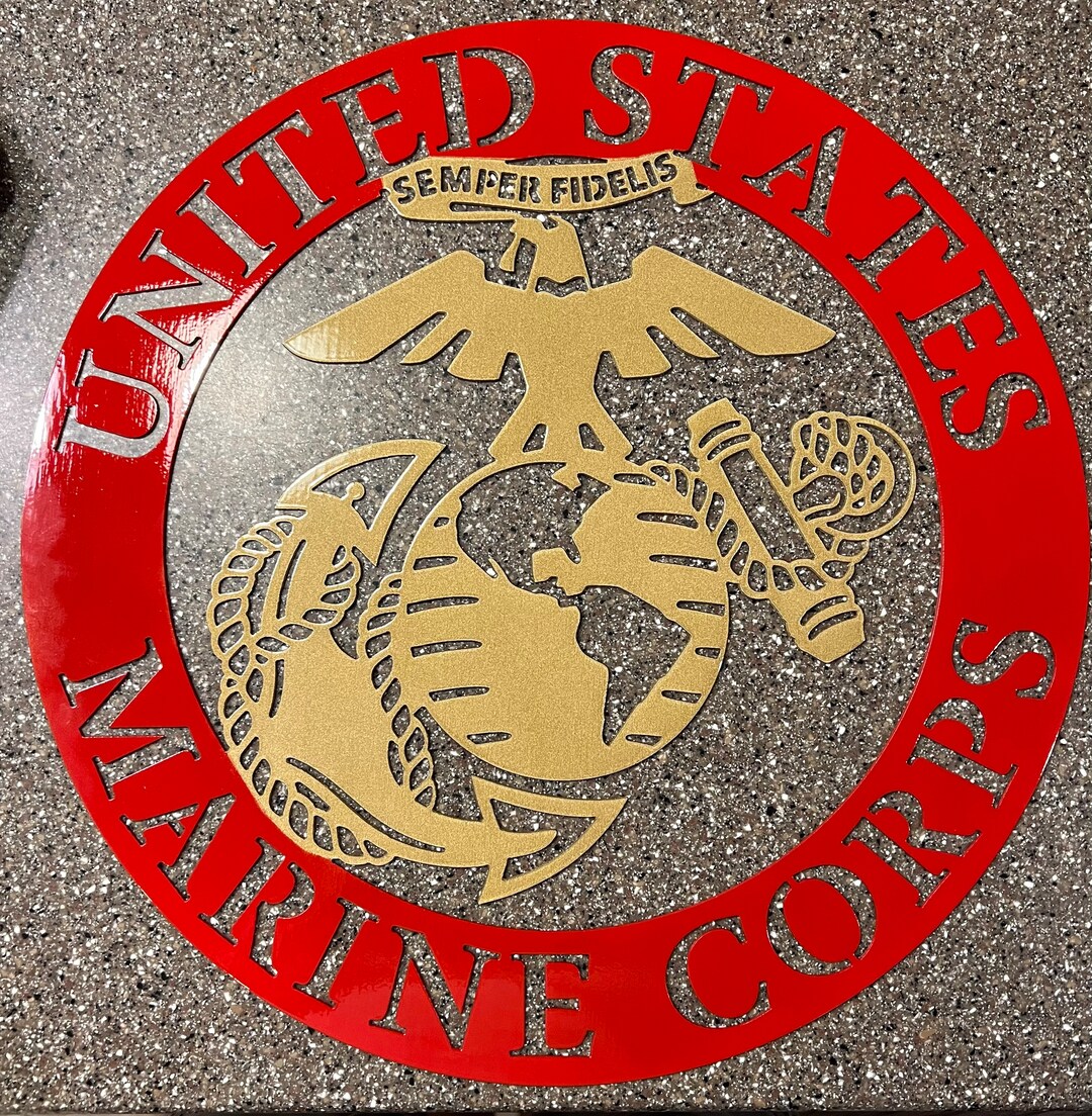 US Marine Corps Metal Sign Red and Gold Semper Fi USMC Sign - Etsy