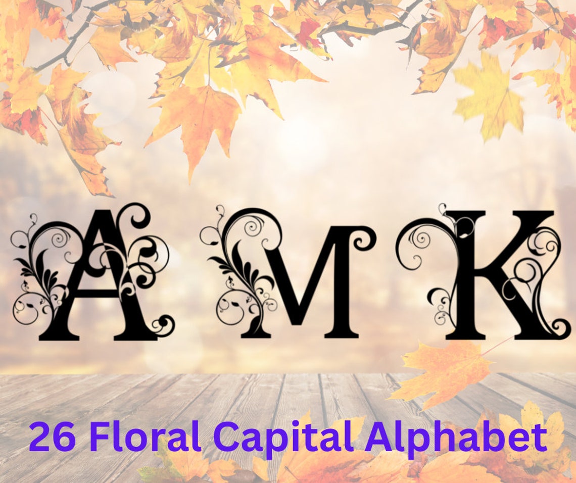 Floral Alphabet Clipart & Vectors - Floral Monogram, Floral Alphabet ...