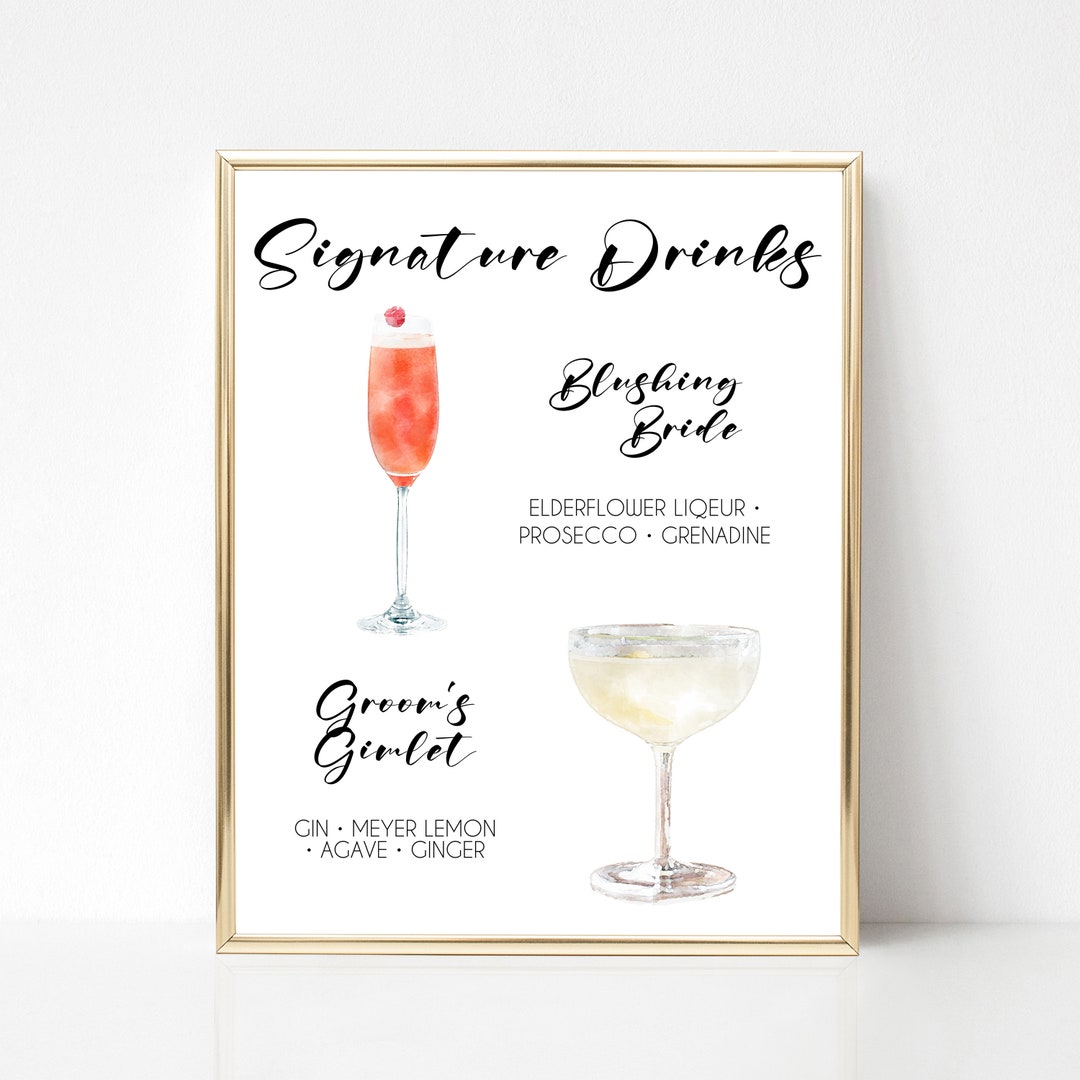 Fully Editable Drink Menu His and Hers Printable Cocktail - Etsy