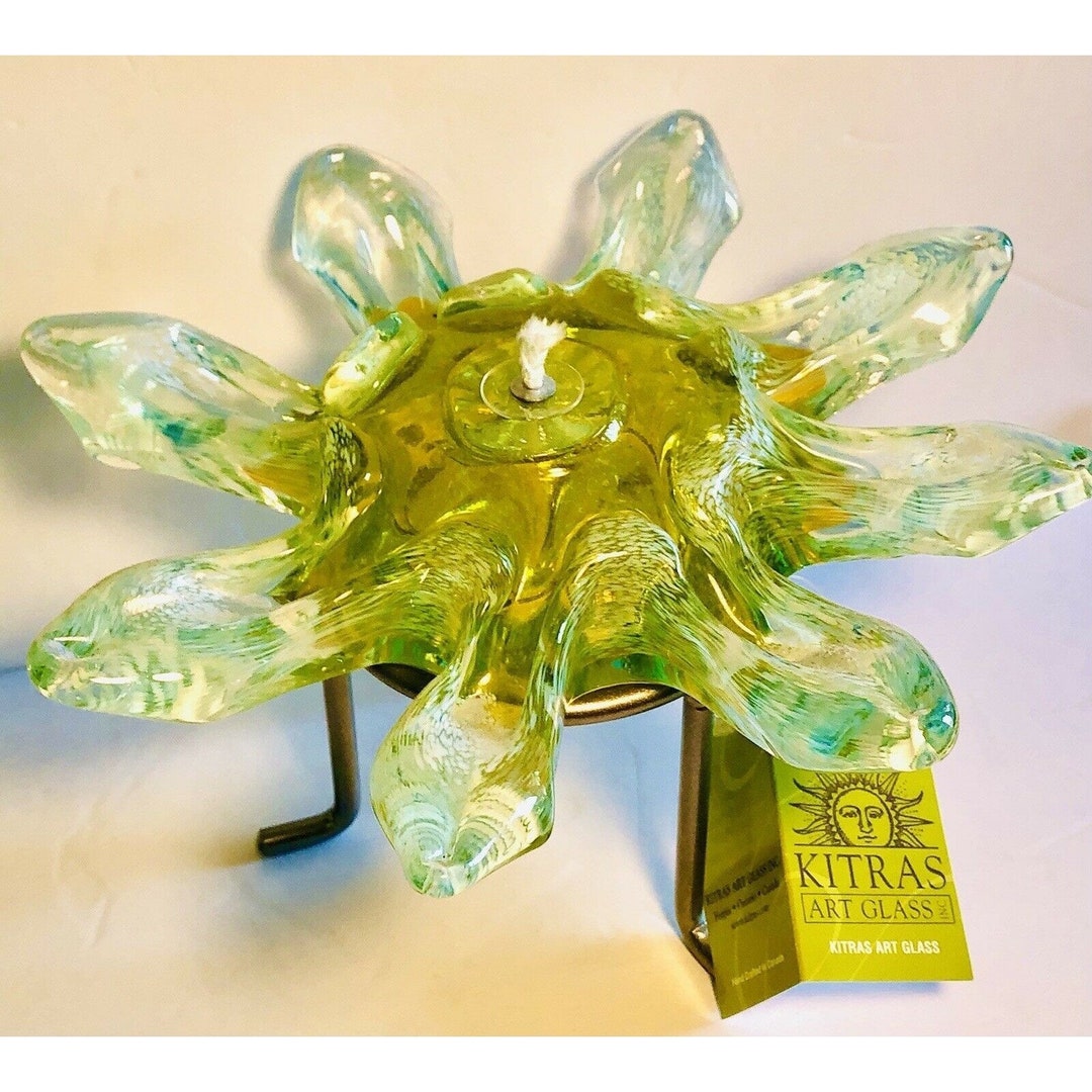Blown Glass Oil Lamp Kitra Art Large 8 NEW W/tags 8 Sided Sculpture W ...