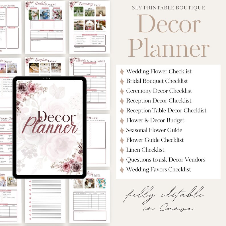 Ultimate Wedding Planner | Editable Planner | Canva Customizable Day of Wedding Binder | Floral ...