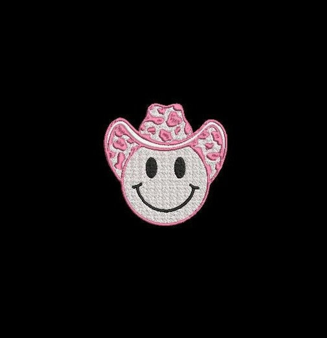 Cowboy Smiley Face Embroidery Cute Cow Print Embroidery - Etsy