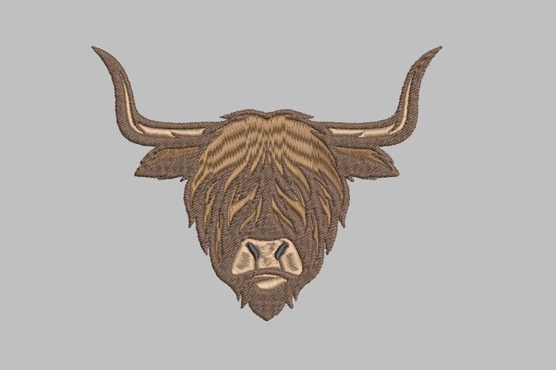 Highland Cow Embroidery File Long Hair Cow Embroidery File - Etsy