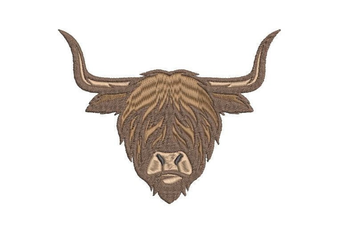 Highland Cow Embroidery File Long Hair Cow Embroidery File - Etsy