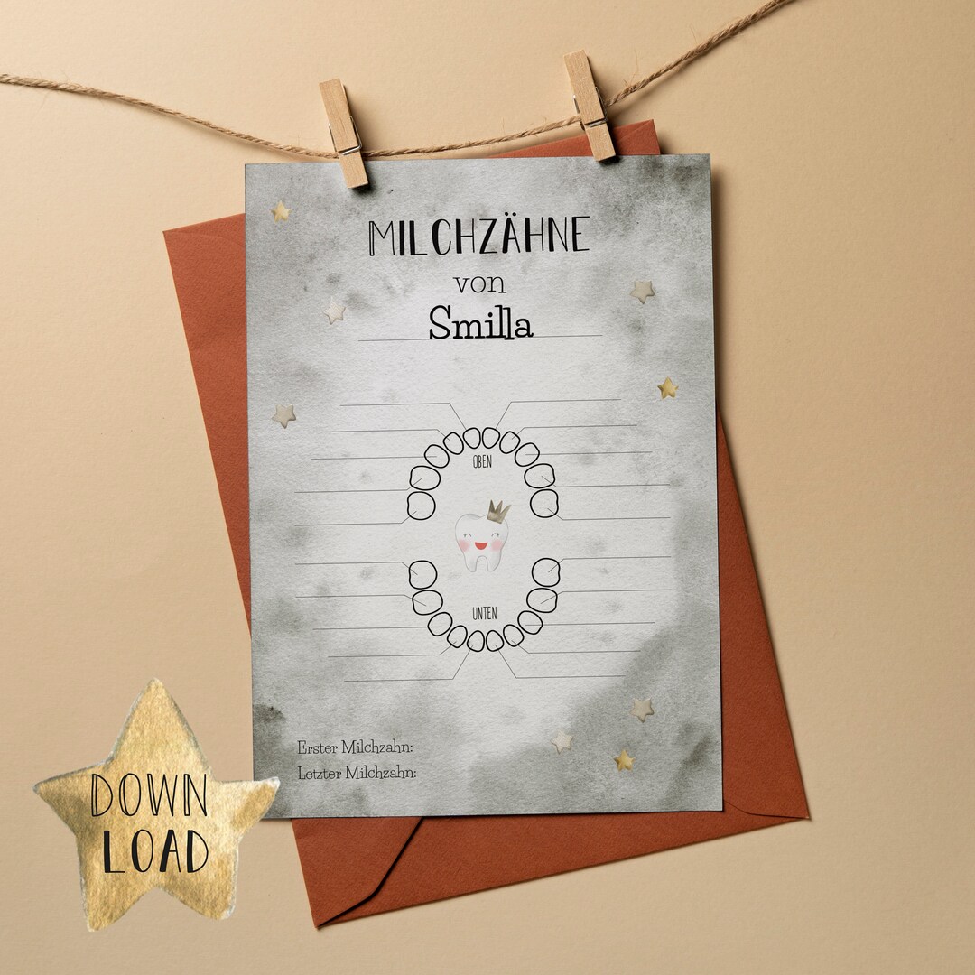 Tooth Calendar Tooth Fairy Download A4 Map Baby Teeth Tooth Gap ...