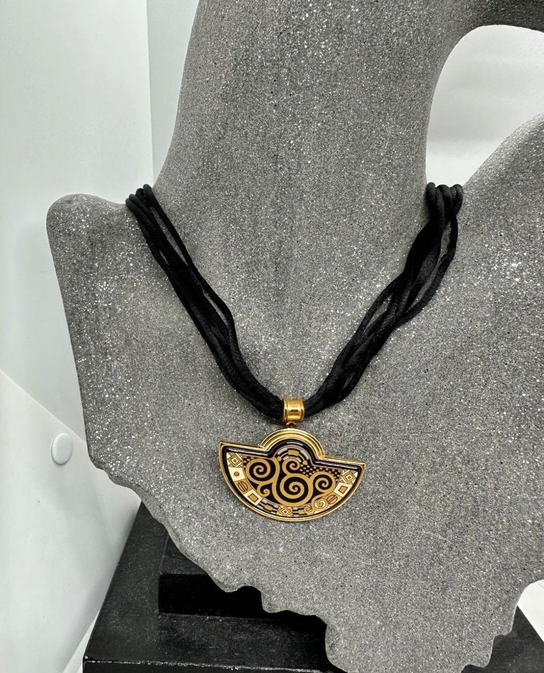 Designer Necklace Michaela Frey Vintage 1990s Stainless Steel Gold ...