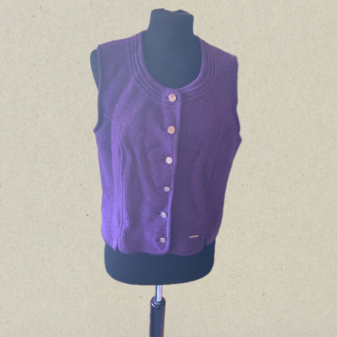 Vintage Vest Geiger Tyrol Austria Austria Purple 100% Virgin Wool 42/XL ...