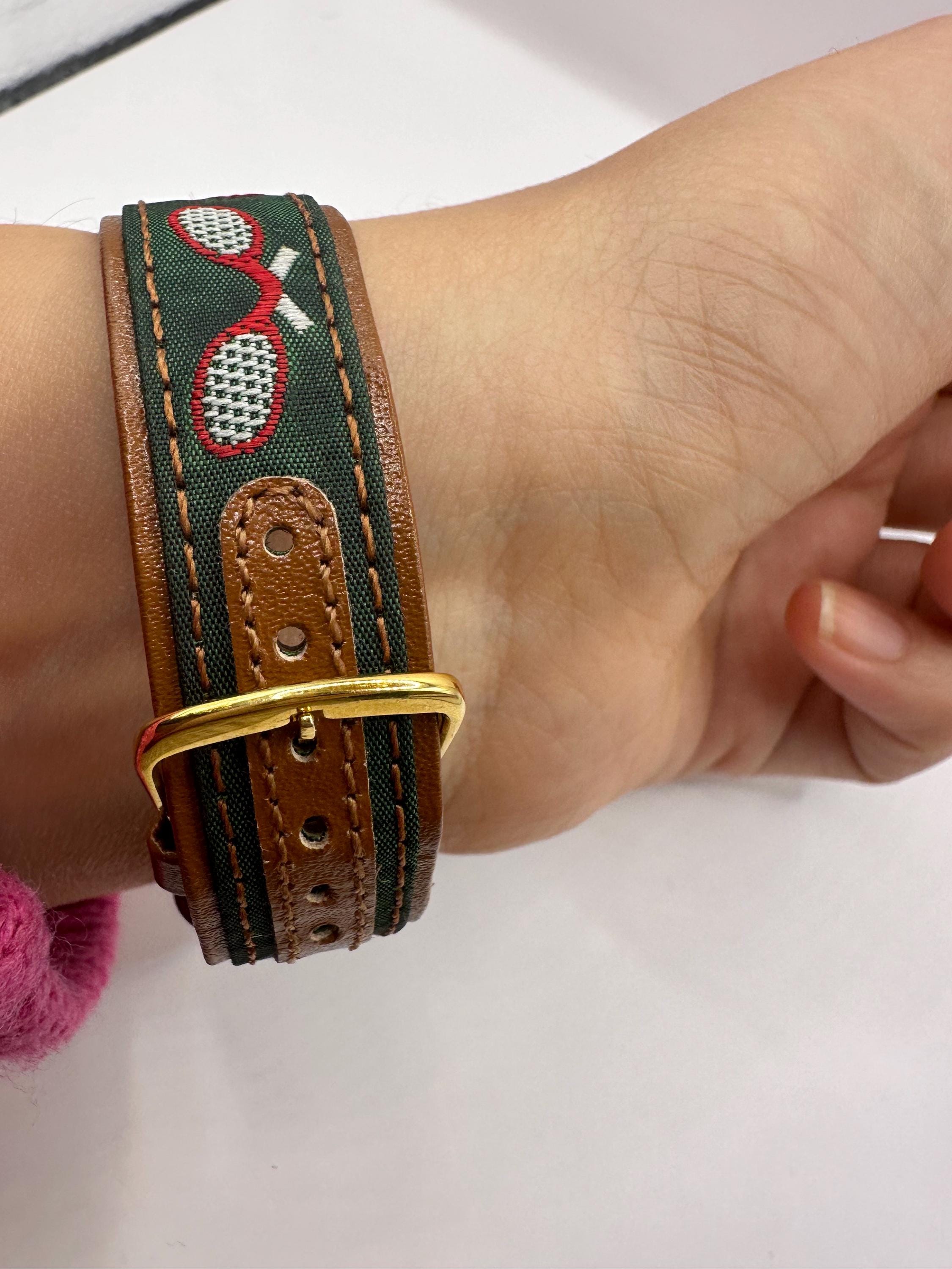 Zeon Wristwatch, Genuine Leather, Green, New, Gold, Zoo Tiger Vintage ...