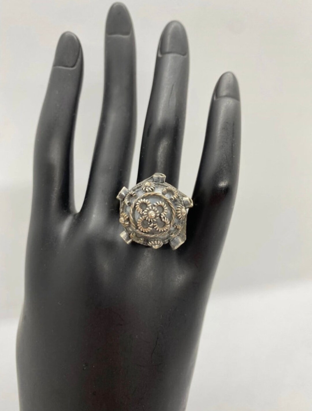 Real Silver Ring 925 Vintage Solid Boho Hippie Handmade Mexico 19.5 Mm ...