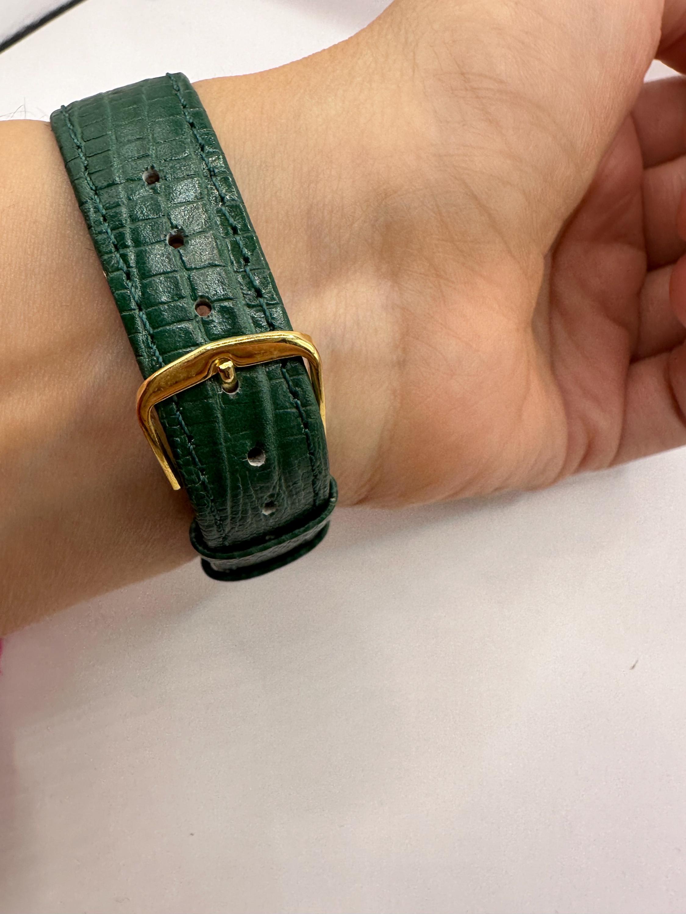 Zeon Wristwatch, Genuine Leather, Green, New, Gold, Zoo Tiger Vintage ...