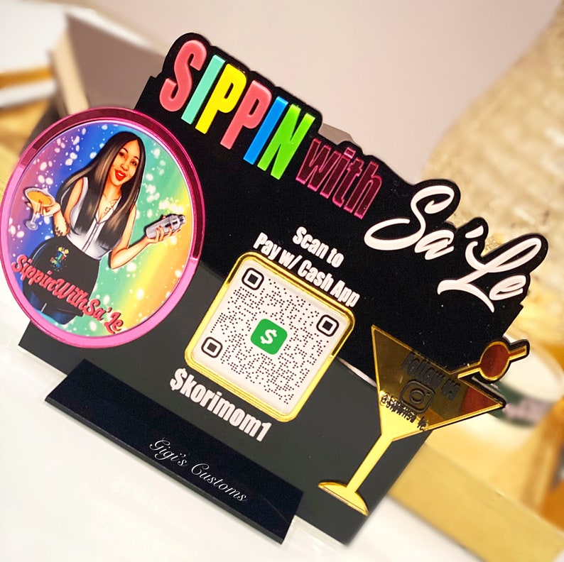 Scan to Pay Sign With Logo, Business Logo Sign, Social Media Acrylic ...