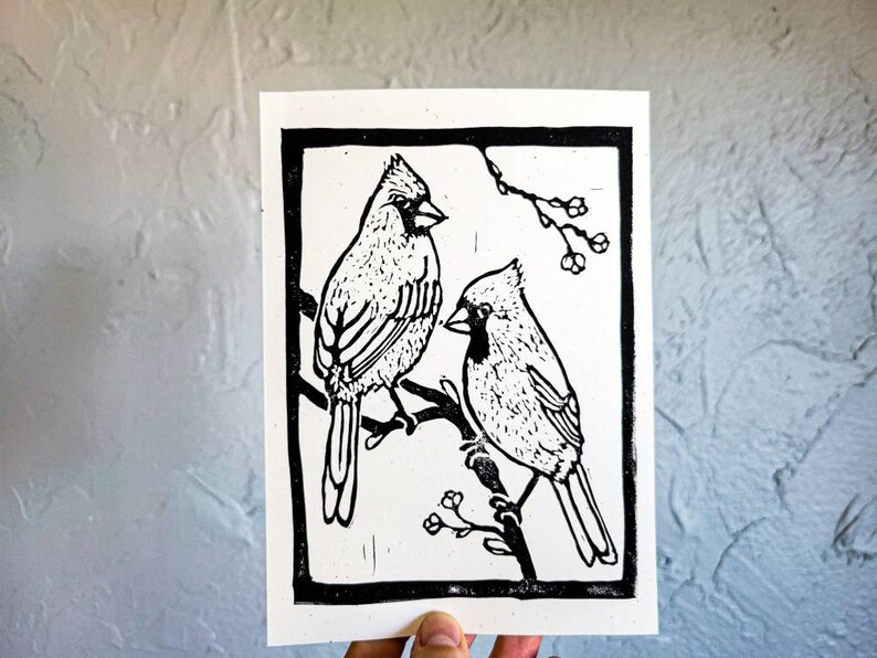 Northern Cardinal - Original Block Print - Fine Art Relief Linocut - 5 ...
