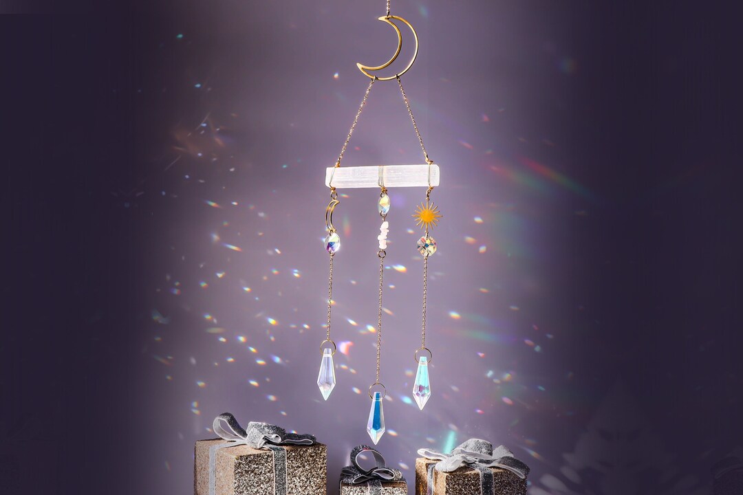 Selenite Crystal Suncatcher, Light Catcher, Gift for the Home, Energy ...