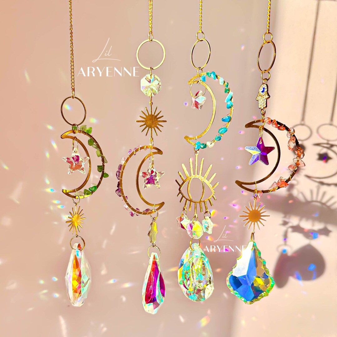 Suncatcher Crystal, Christmas Gift for Mom, Charming Moon Sun Catcher ...