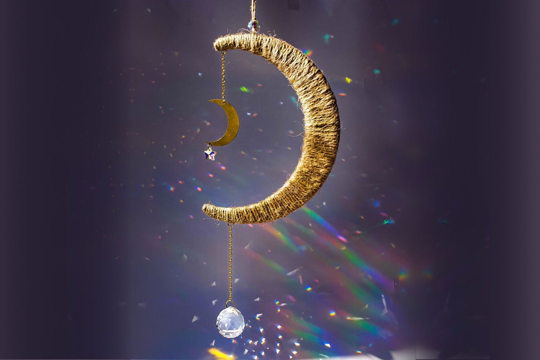 Boho Moon Suncatcher, Prism Sun Catcher, Charming Home Decor, Charming ...