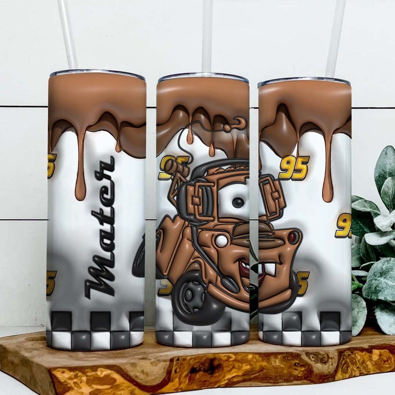 Tow Mater Car Tumbler 20oz Skinny Png, Cartoon Movie Png, Gift Cup ...