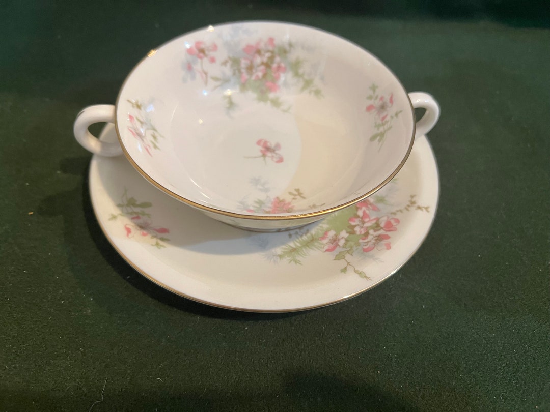 Haviland Apple Blossom Cream Soup & Underplate - Etsy