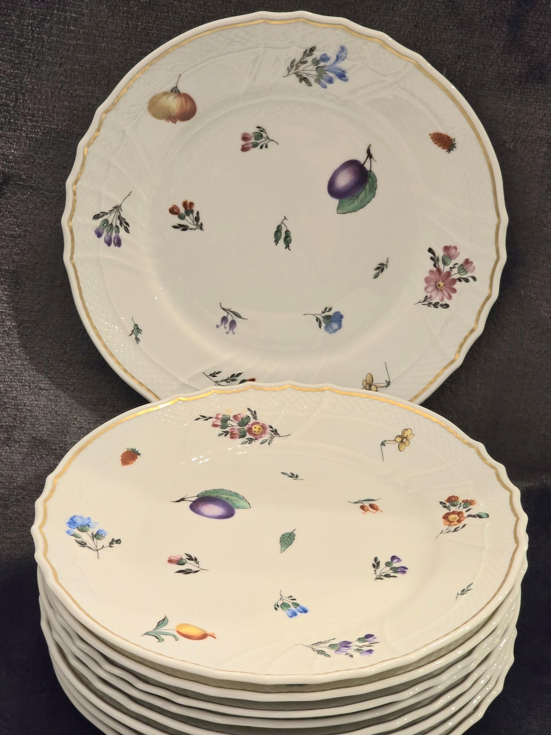 Set of 9 Richard Ginori Perugia White Italian Fruits Salad Plates - Etsy