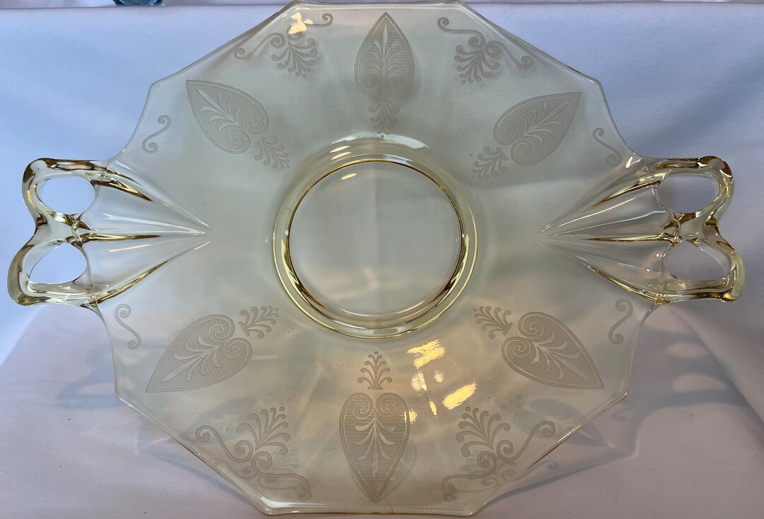 Trojan Topaz by Fostoria Cheese & Cracker Plate - Etsy
